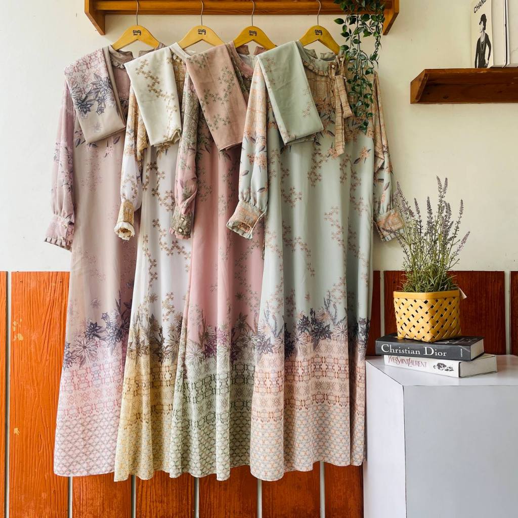 Jual Bixary Gamis Atasan Long Midi Wanita + Jilbab Hijab - Ceruty ...