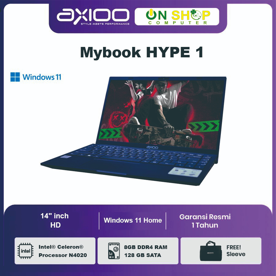 Jual AXIOO Mybook HYPE 1 Intel N4020 RAM 8GB SSD 128GB Windows 11 Home ...
