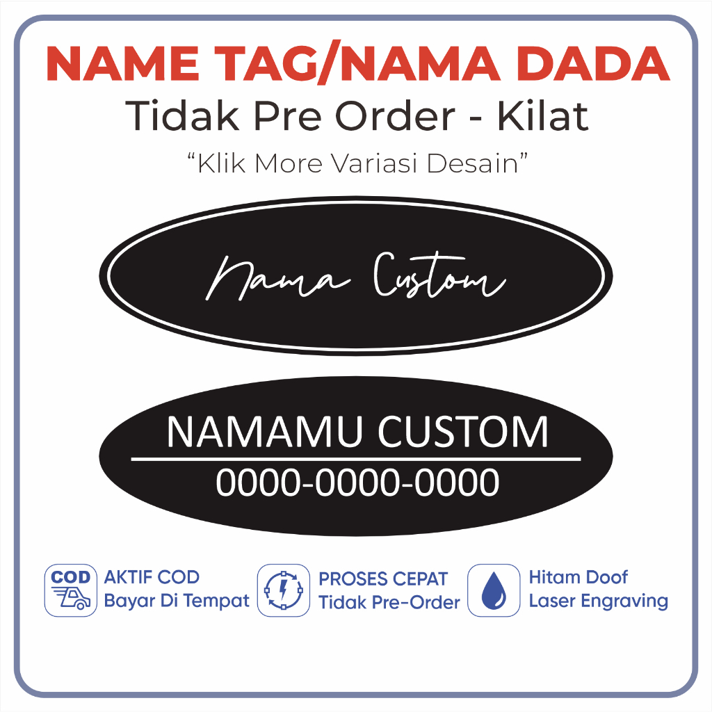 Jual NAME TAG | NAMA DADA OVAL | NAMA DADA AKRILIK | MAGNET/PENITI ...