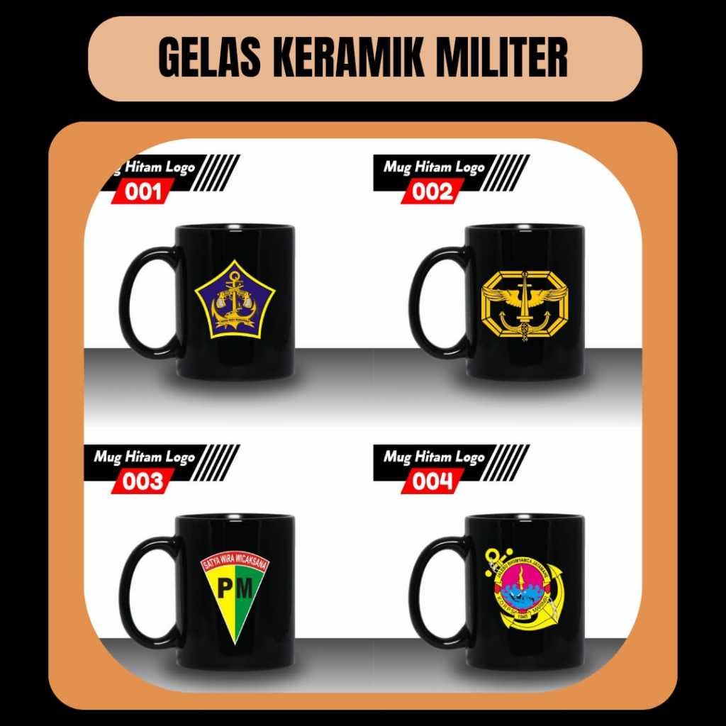 Jual Mug Hitam Keramik Custom Desain Militer / Custom Mug Souvenir ...