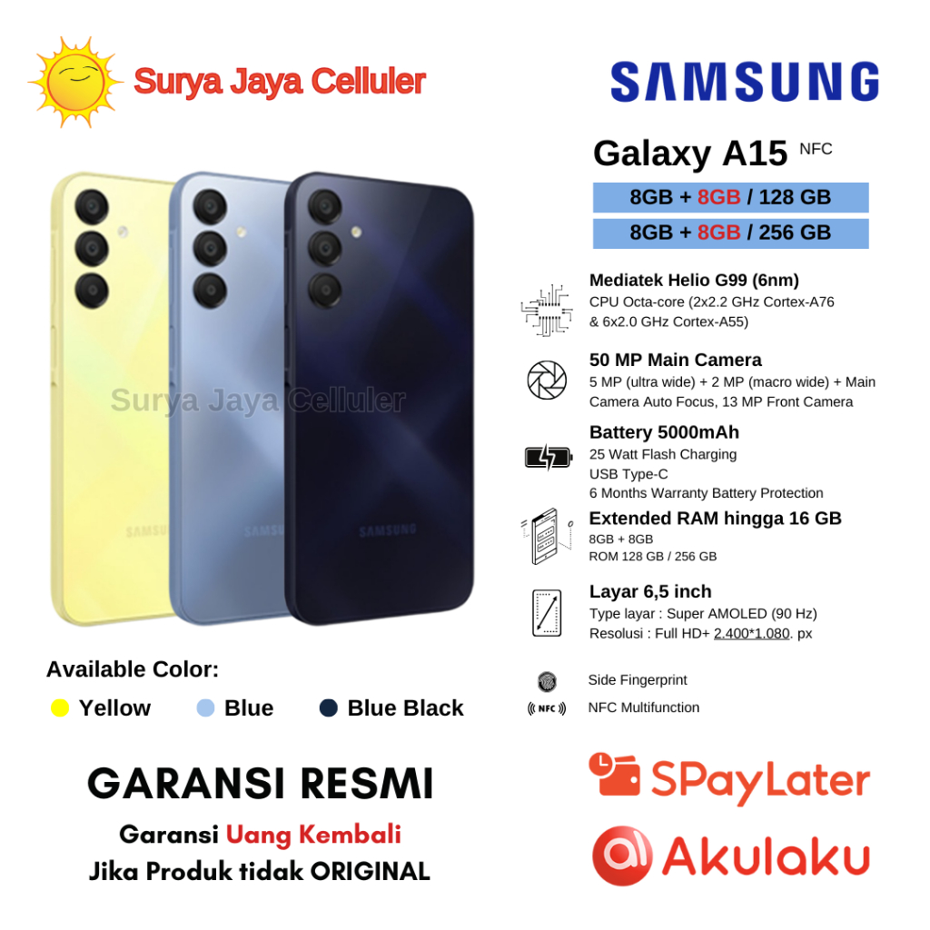 Jual Samsung Galaxy A15 5G 8/256GB, A15 LTE 8/256GB, A15 LTE 8/128GB ...