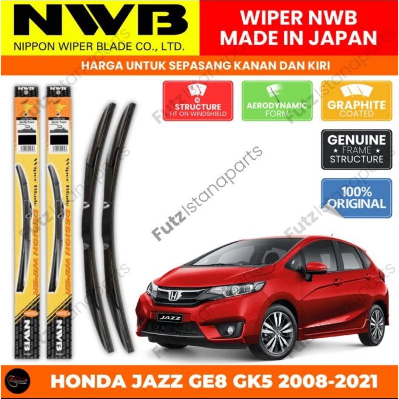 Jual Wiper Depan Honda Jazz GE8 GK5 2008-2021 Ukuran 26"&14" NWB Japan Hybrid Frameless | Shopee ...