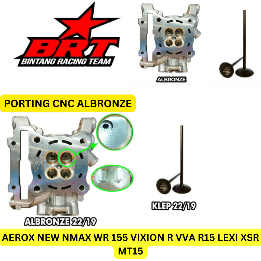 Jual HEAD ALBRONZE BRT PORTING CNC AEROX NEW NMAX WR 155 VIXION R VVA ...
