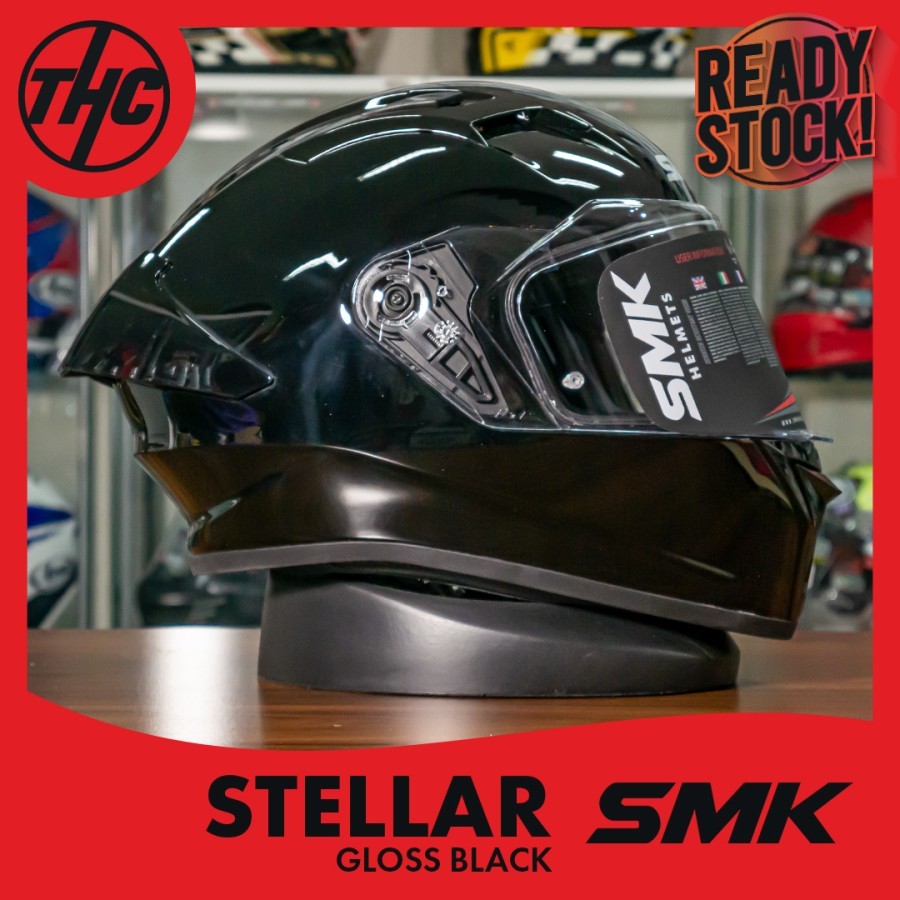 Jual HELM SMK STELLAR S01 GL200 SOLID GLOSS BLACK FULLFACE HELMET ...