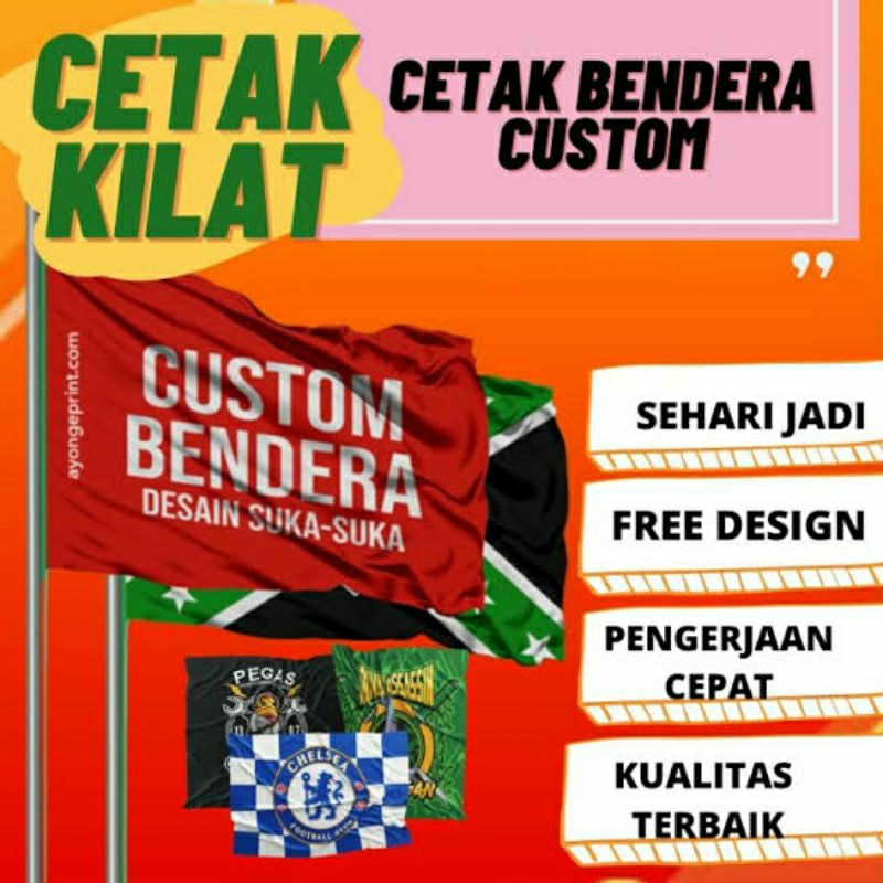 Jual CETAK BENDERA CUSTOM 200X300CM, REQUEST DESAIN, GIANTFLAG CUSTOM ...