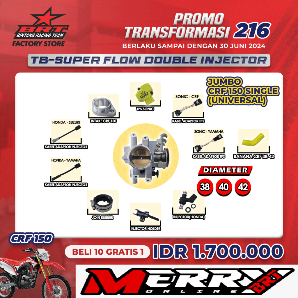 Jual Promo 216 TB - Super flow Double Injector. Jumbo CRF 150 -- Single ...