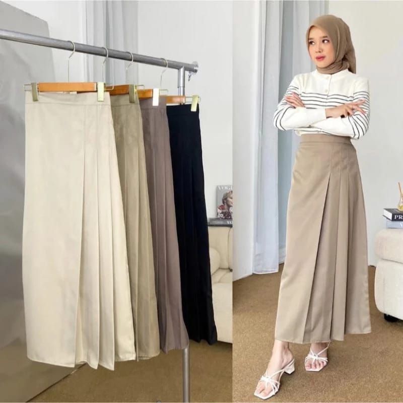 Jual Rok wanita panjang kerja polos dewasa terbaru pinggang karet | Shopee Indonesia