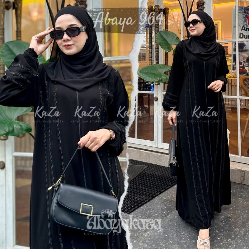 Jual Abaya Hitam Turkey Gamis Syari Jihan Muslimah Bahan Jetblack Hitam Kombinasi Mata Swarovski ...