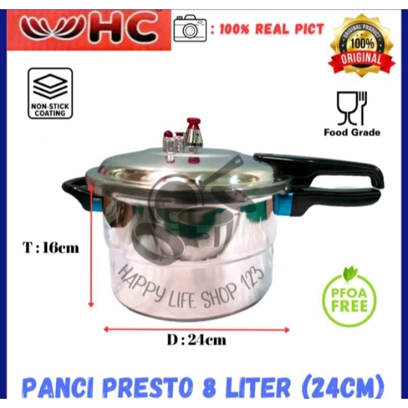 Jual Presto 8 Liter HC / Panci Presto 8ltr+Steamer HC / Panci Presto 8 Liter | Shopee Indonesia