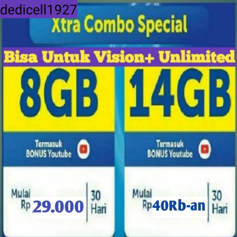 Jual Paket XL Extra Combo Spesial 8GB, 14GB | Shopee Indonesia