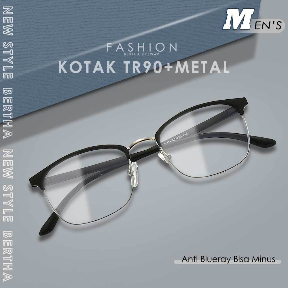 Jual Bertha Kacamata Antiradiasi Blueray Bentuk Kotak Bahan TR90+Metal Kekinian Fashion Pria Dan ...