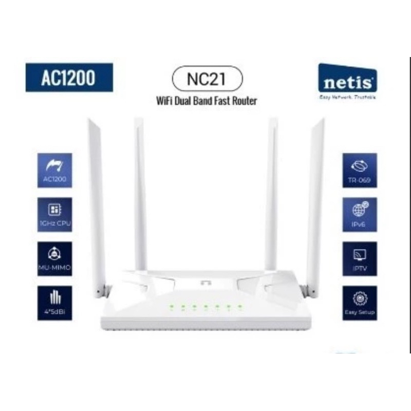 Jual NETIS NC21 AC1200 Wireless Dual Band Router | Shopee Indonesia