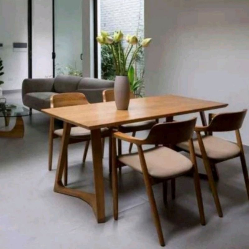 Jual Meja Makan Kayu Jati 4 Kursi Minimalis Modern | Shopee Indonesia