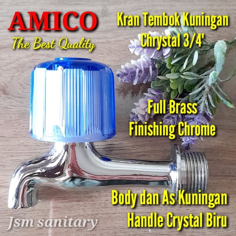 Jual Kran AMICO Tembok Chrystal Body Kuningan 3/4" | Shopee Indonesia