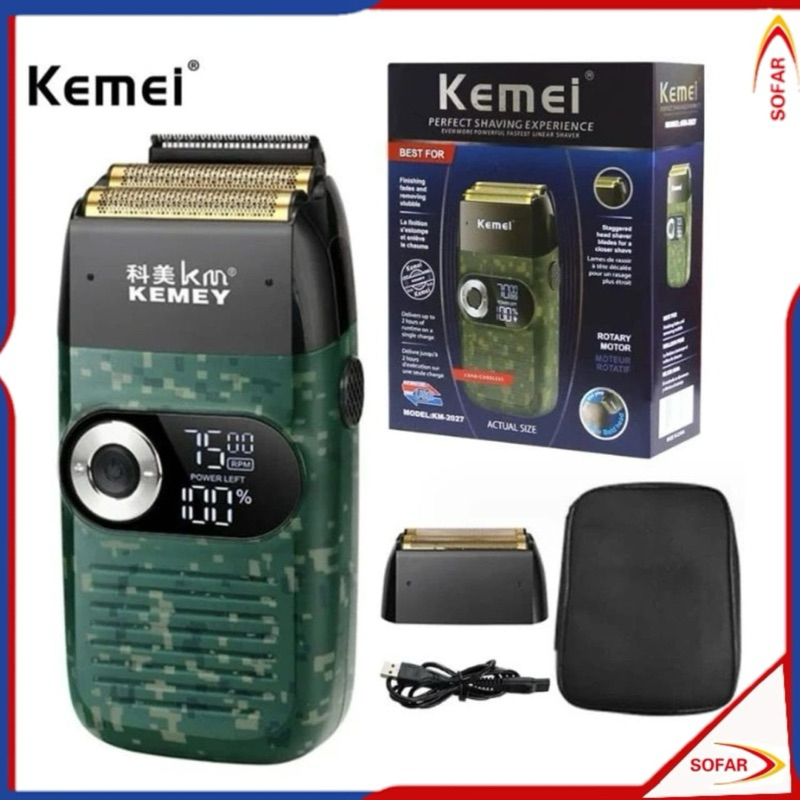 Jual Kemei KM 2027 ARMY KM 2026Digital Shaver Alat Cukur Kumis Jenggot ...
