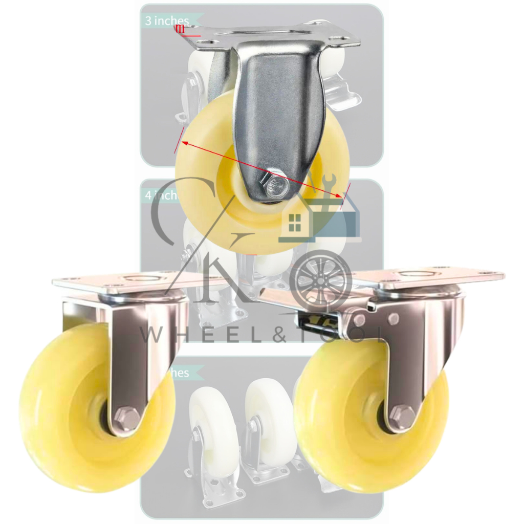 Jual RODA CASTER NYLON SET 4 PC REM MATI HIDUP MEDIUM HEAVY UKURAN 3 4 ...