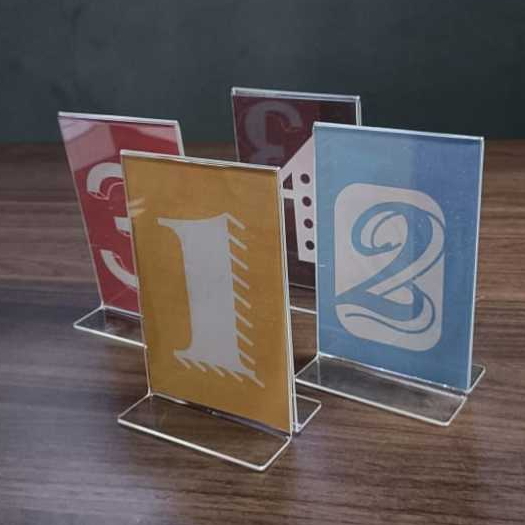 Jual Tent card acrylic A6 | Akrilik tempat QR code | nomor meja 2 sisi ...