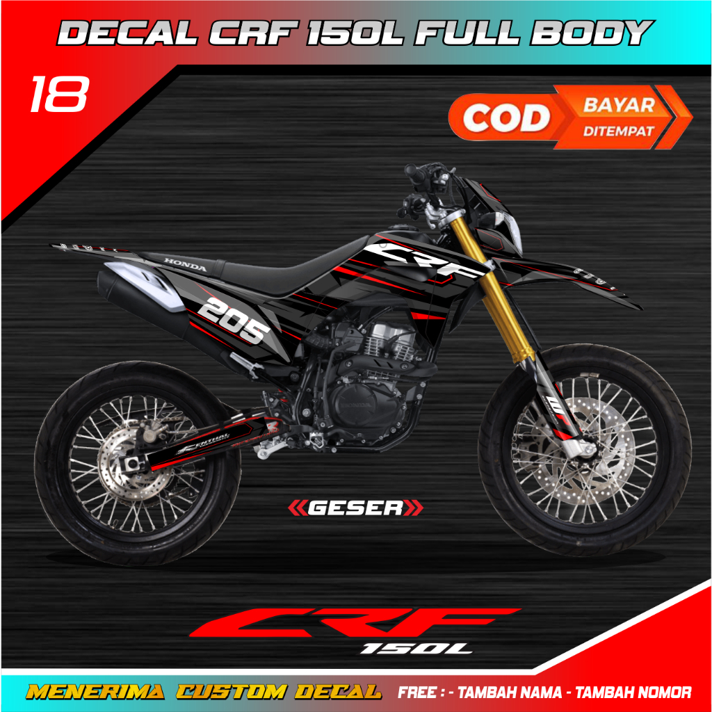 Jual Decal Stiker Crf 150 L Full Body Hologram Hitam | Shopee Indonesia