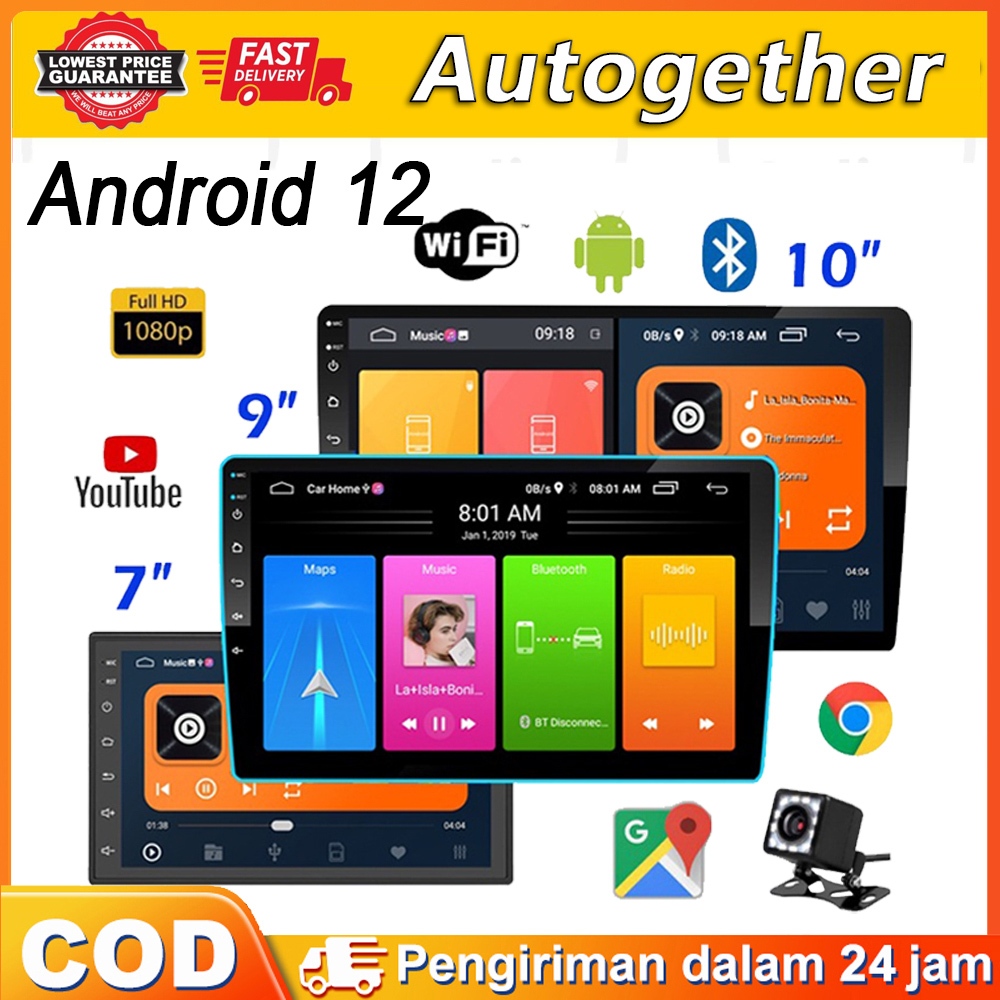 Jual Pemutar Android 7/9/10Inch Layar IPS Android 12 Mobil Stereo Radio Layar Sentuh Wifi ...