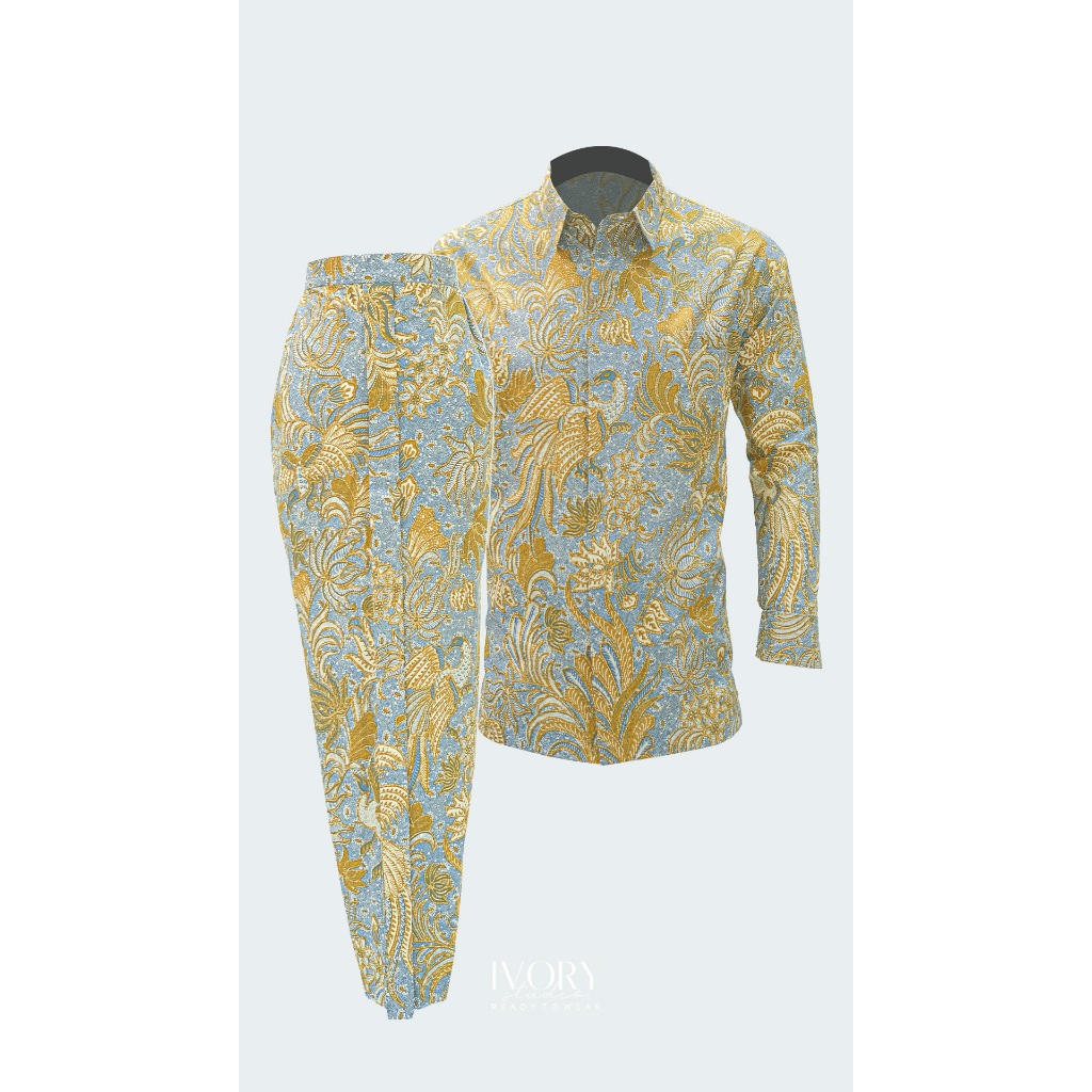 Jual Ivory Studio - Batik Couple Ice Blue x Olive | Shopee Indonesia