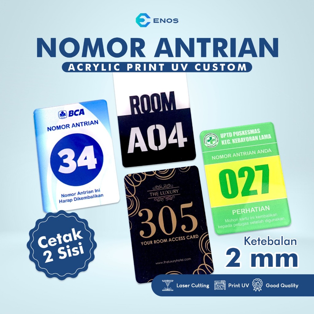 Jual NOMOR ANTRIAN CUSTOM AKRILIK 2MM PRINT UV ANTI AIR / NOMER KAMAR ...
