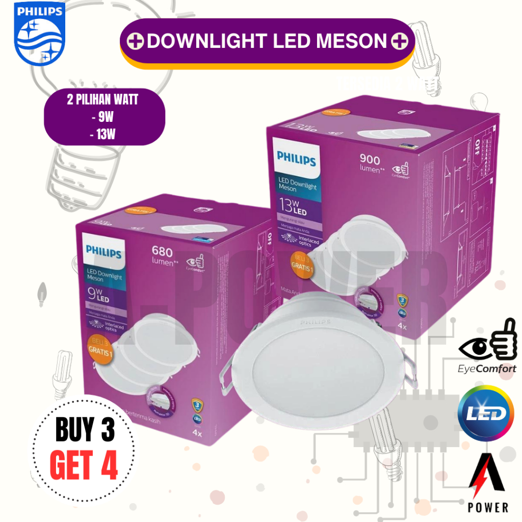 Jual Philips - Downlight LED Meson Multipack 9W & 13W (Putih) | Shopee ...