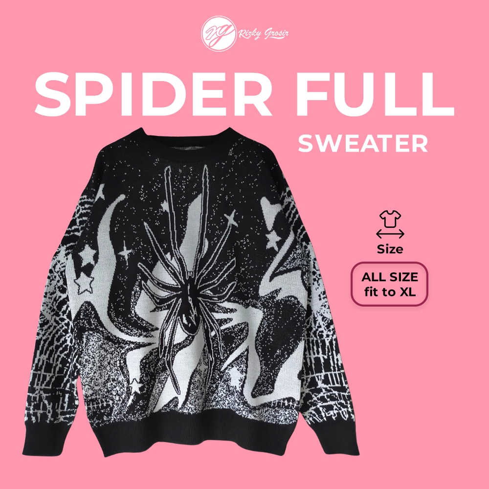 Jual Rizky_grosir20 Spider web sweater atasan pria (versi full motif ...