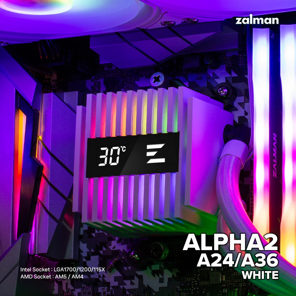 Jual ZALMAN ALPHA2 A36 ARGB WHITE 360MM LIQUID AIO WATER CPU PROCESSOR COOLER | Shopee Indonesia