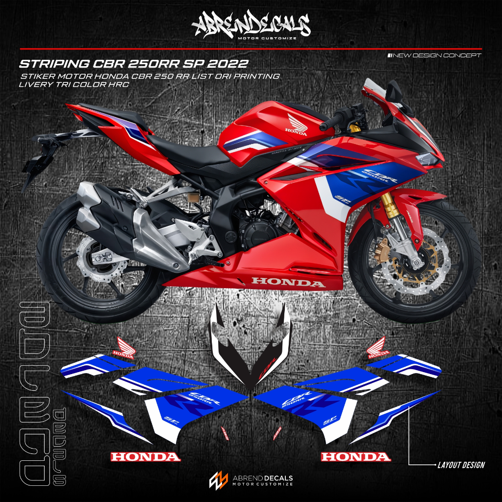 Jual STIKER CBR 250 RR LIVERY TRI COLOR HRC ORI PRINTING DESIGN CUSTOM ...