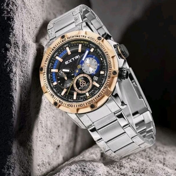 Jual NEW !!! EXTRI Watch Original X6046 Cronograph Anti Air Bergaransi Tali stainless free box ...