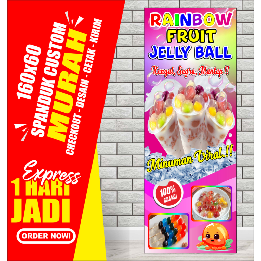 Jual banner Jelly Ball / Spanduk Fruit Jelly Ball, Ukuran 160x60 cm ...