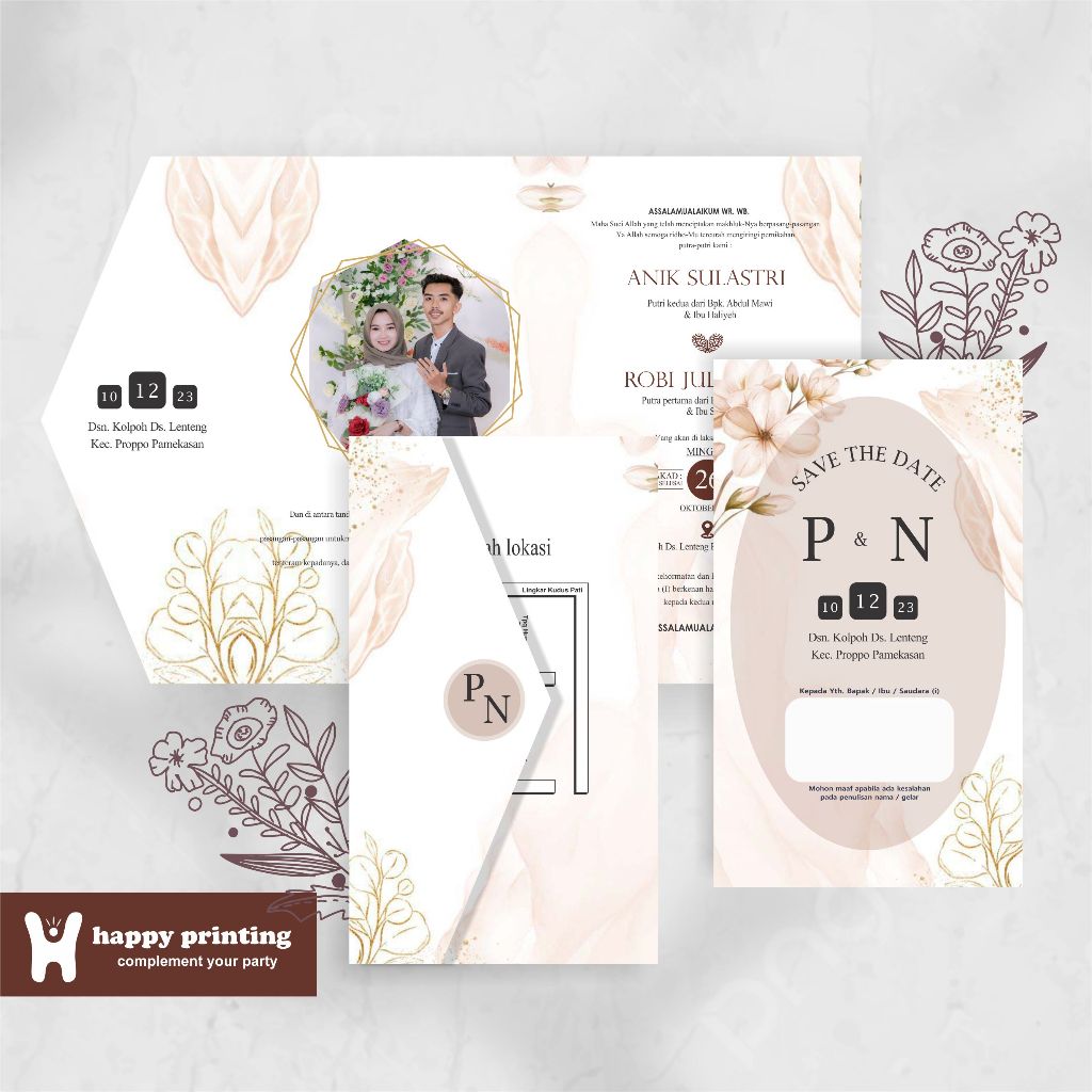 Jual undangan pernikahan lipat 0 Free (desain, plastik, foto, denah ...