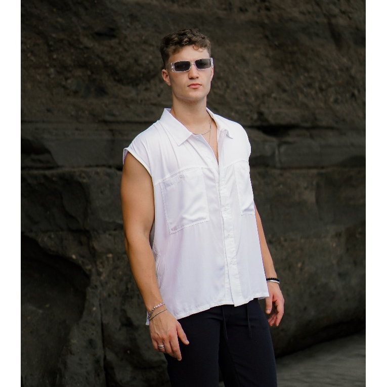Jual BEACHWELL Kemeja Rompi Pria Tanpa Lengan sleeveless Rayon Katun ...