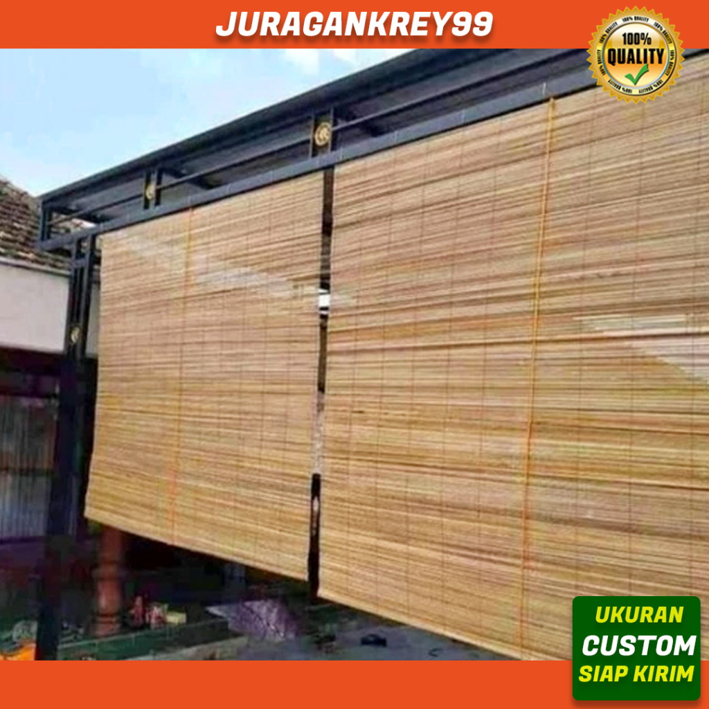 Jual tirai kayu gulung ukuran 2x1,5 outdoor kerey jendela anti tampias ...