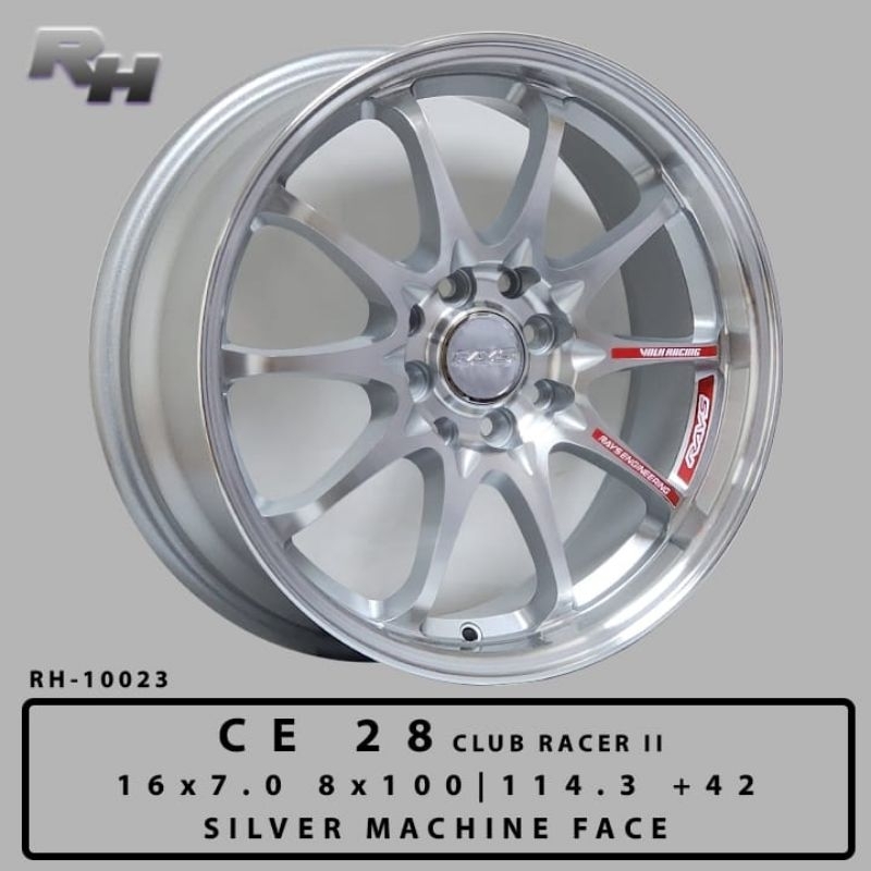 Jual velg ce28 ring 16 lebar 7 et 42 pcd 8x100/114 polish | Shopee Indonesia