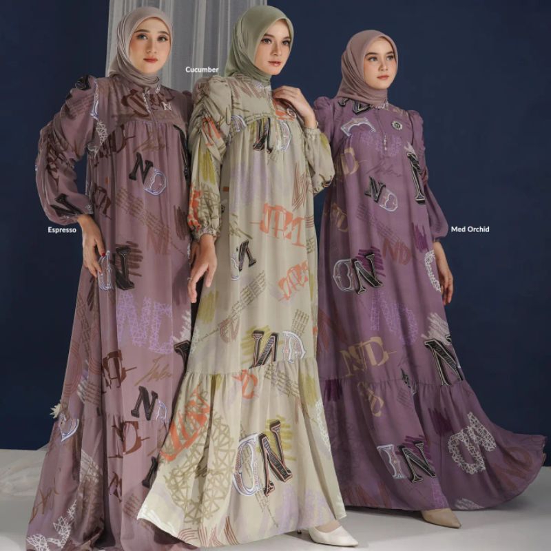 Jual DR206| WELLA DRESS by Nadheera Luxury [ NEW - ND Pattern Series ] Gamis Nadheera Luxury ...