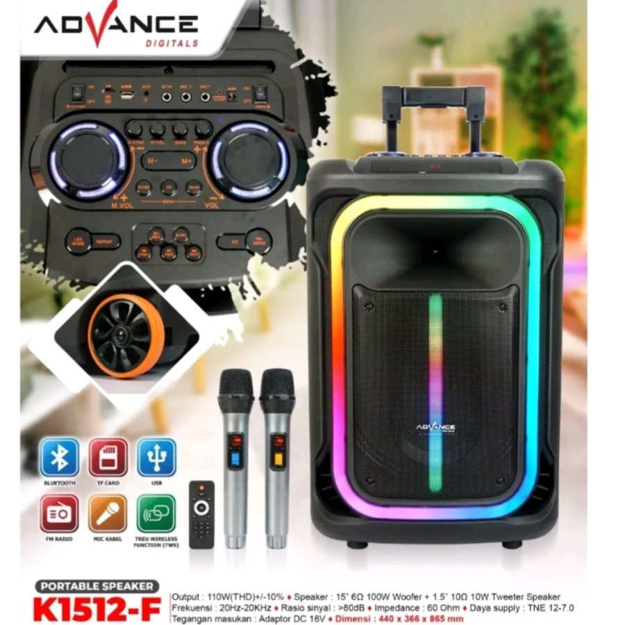 Jual SPEAKER ADVANCE PORTABLE K1512F K1512 BLUETOOTH MIC WIRELESS | Shopee Indonesia