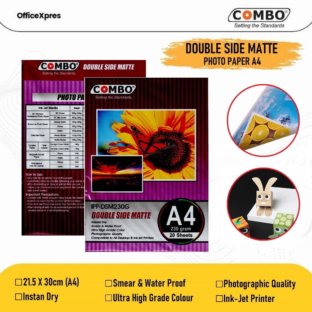 Jual Kertas Foto 2 Sisi 230gr / Double Side Matte A4 230gsm / Kertas Print Foto / Print Photo ...