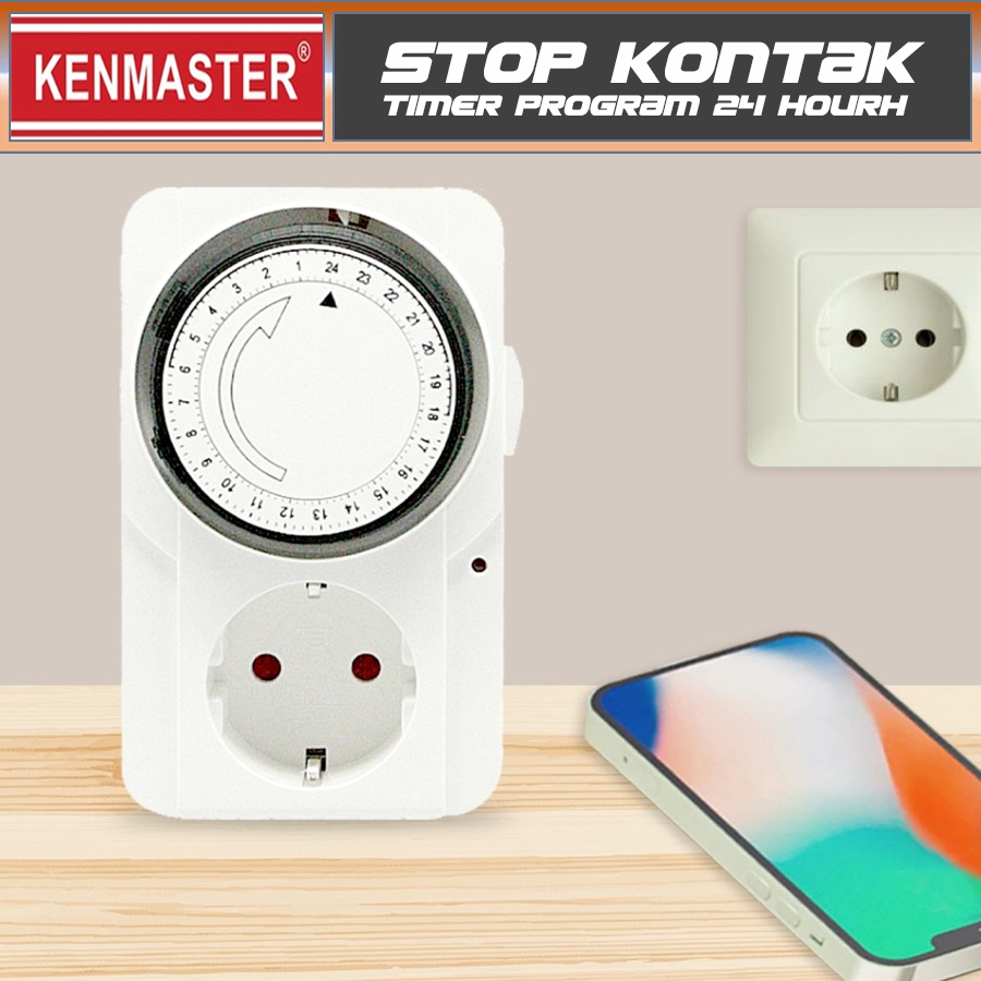 Jual Stop Kontak Timer Analog 24 hour Kenmaster Timer Listrik 24 jam ...