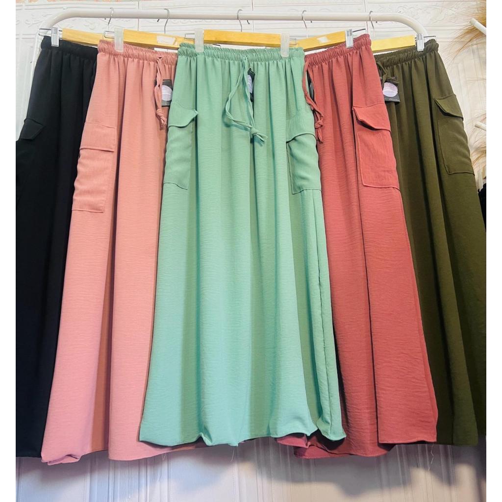 Jual Rok CARGO Crinkle Airflow Premium JUMBO/Rok CARGO Panjang Wanita ...
