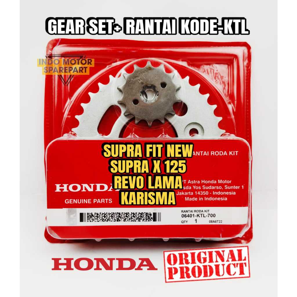 Jual Gear set rantai AHM KTL Original SUPRA 125 , KARISMA , REVO LAMA, SUPRA FIT NEW | Shopee ...