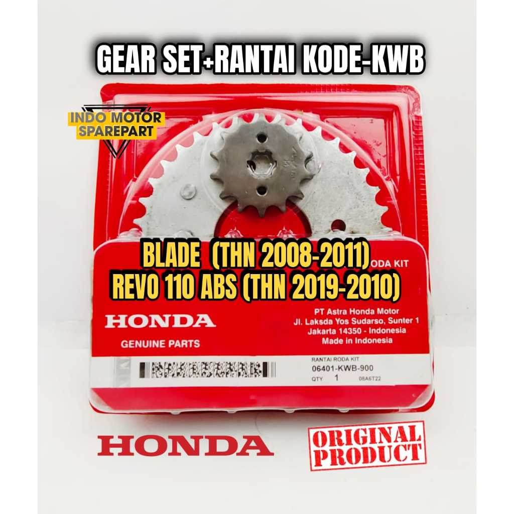 Jual GEAR SET RANTAI ASLI AHM KWB REVO 110-REVO ABSOLUTE ABS BLADE LAMA | Shopee Indonesia