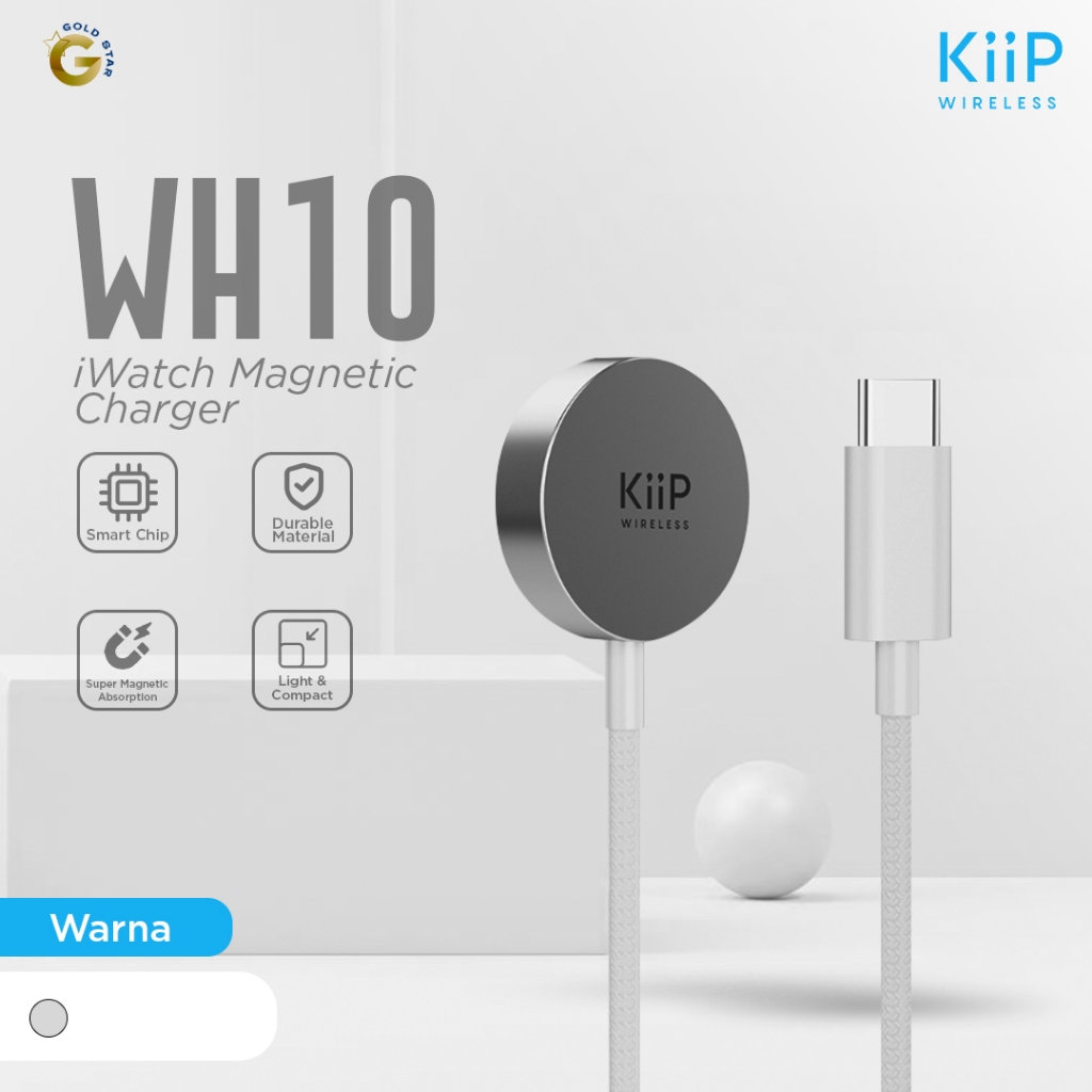 Jual KiiP Wireless WH10 Iwatch Charger Magnetic Suction Braided Cable Type-C | Shopee Indonesia