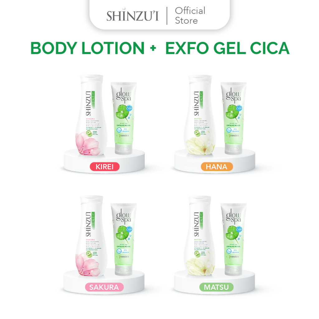 Jual Shinzui Paket Body Lotion 210ml + Glow Spa Exfoliating Gel Cica ...