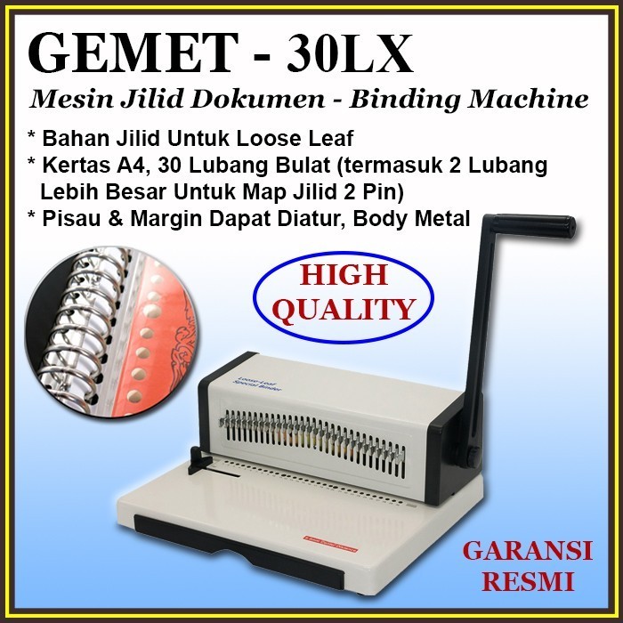 Jual Mesin Jilid Binding Loose Leaf A4, Lubang Bulat, GEMET 30LX ...