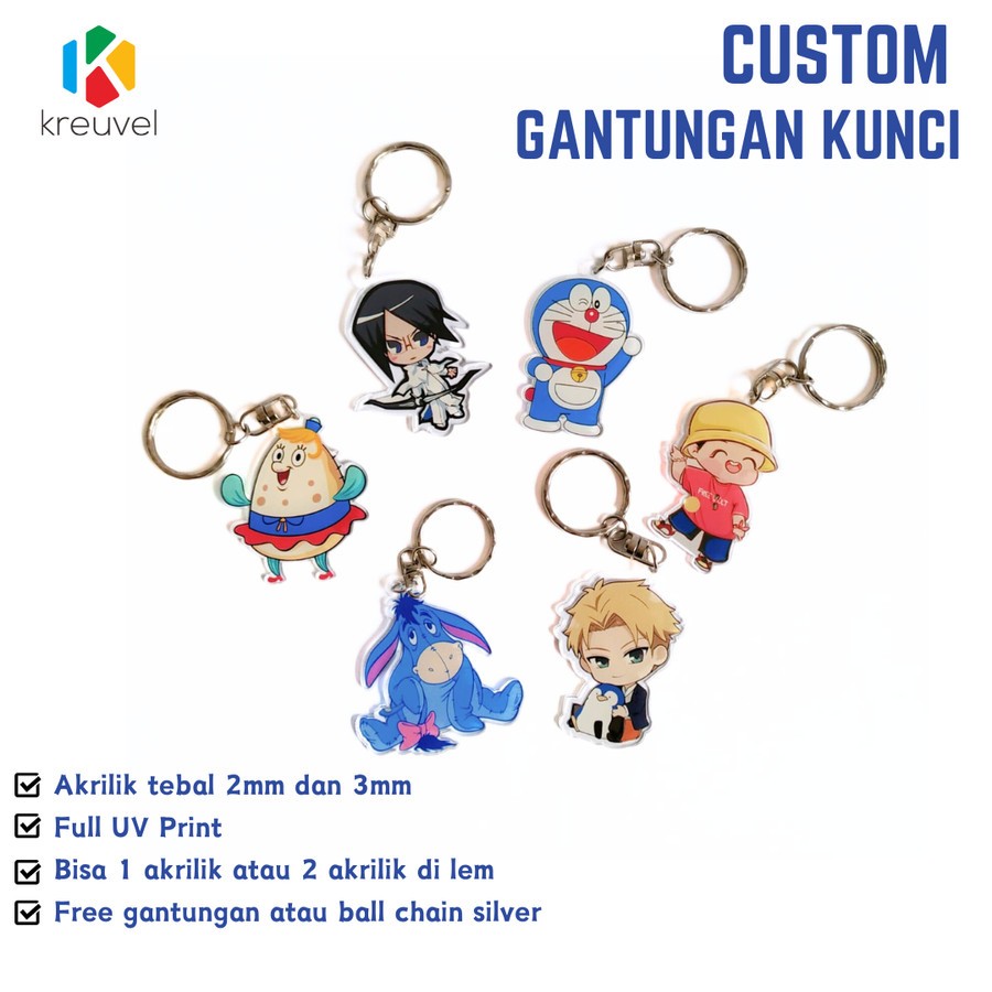 Jual Gantungan Kunci / Keychain Akrilik Custom Tebal 2mm dan 3mm UV ...