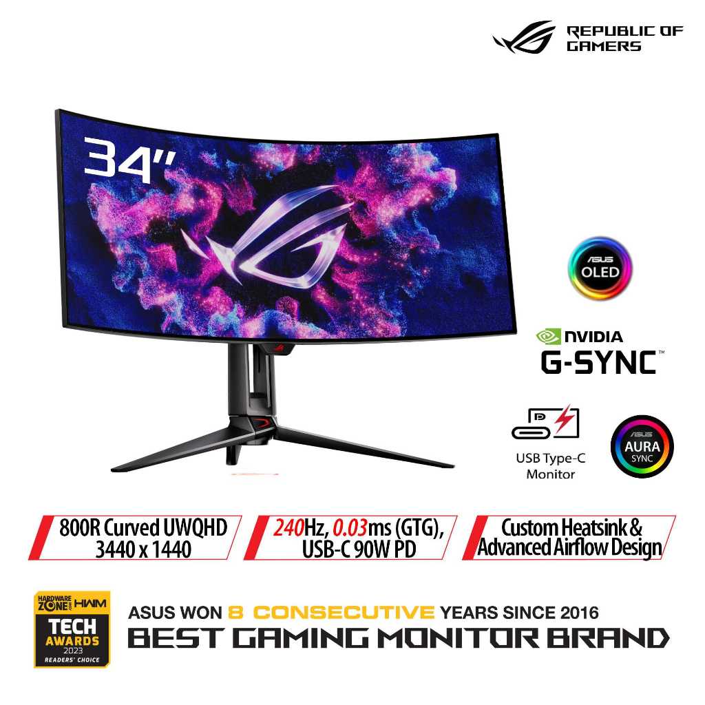 Jual ASUS ROG Swift OLED PG34WCDM 34 Inch Gaming Monitor - UWQHD 240Hz | Shopee Indonesia