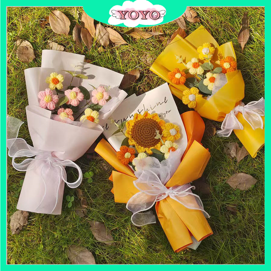 Jual YOYO Bunga Rajut Sunflower Daisy Rose Tulip | Crochet Flower ...