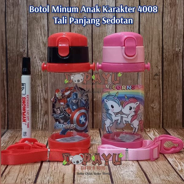 Jual Botol Minum Anak Karakter 4008 Tali Panjang Sedotan 400 ml | Shopee Indonesia