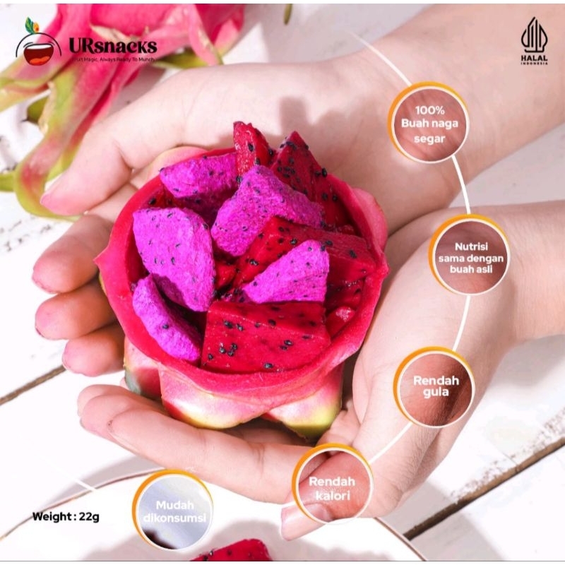Jual Ursnacks - freeze dry fruit varian buah naga Camilan Manis Asam Food Cemilan | Shopee Indonesia